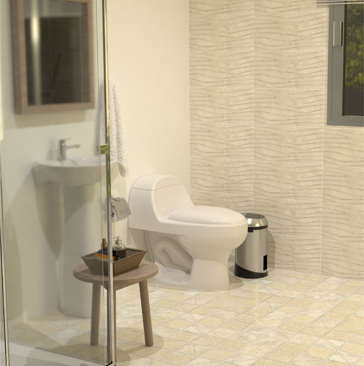 Enchape Pared Cerámica Mármol Sandino Beige 24x50cm | Pisende - Pisende